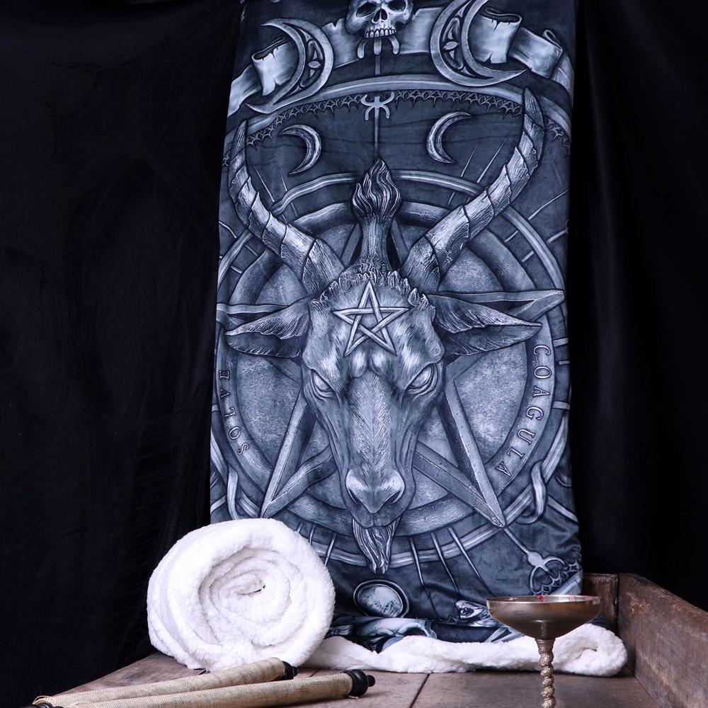 Baphomet Triple Horn Sabbatic Goat Throw Blanket | Gothic Gifts