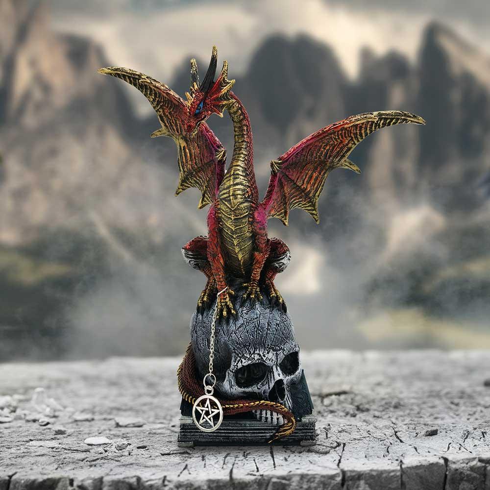 Fate of the World Dragon on Skull Figurine 23cm | Gothic Gifts
