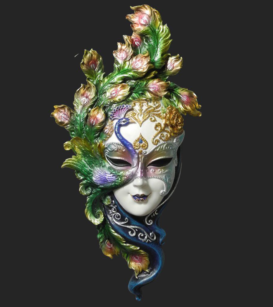 Venetian Mask Peacock Wall Plaque Colour | Gothic Gifts