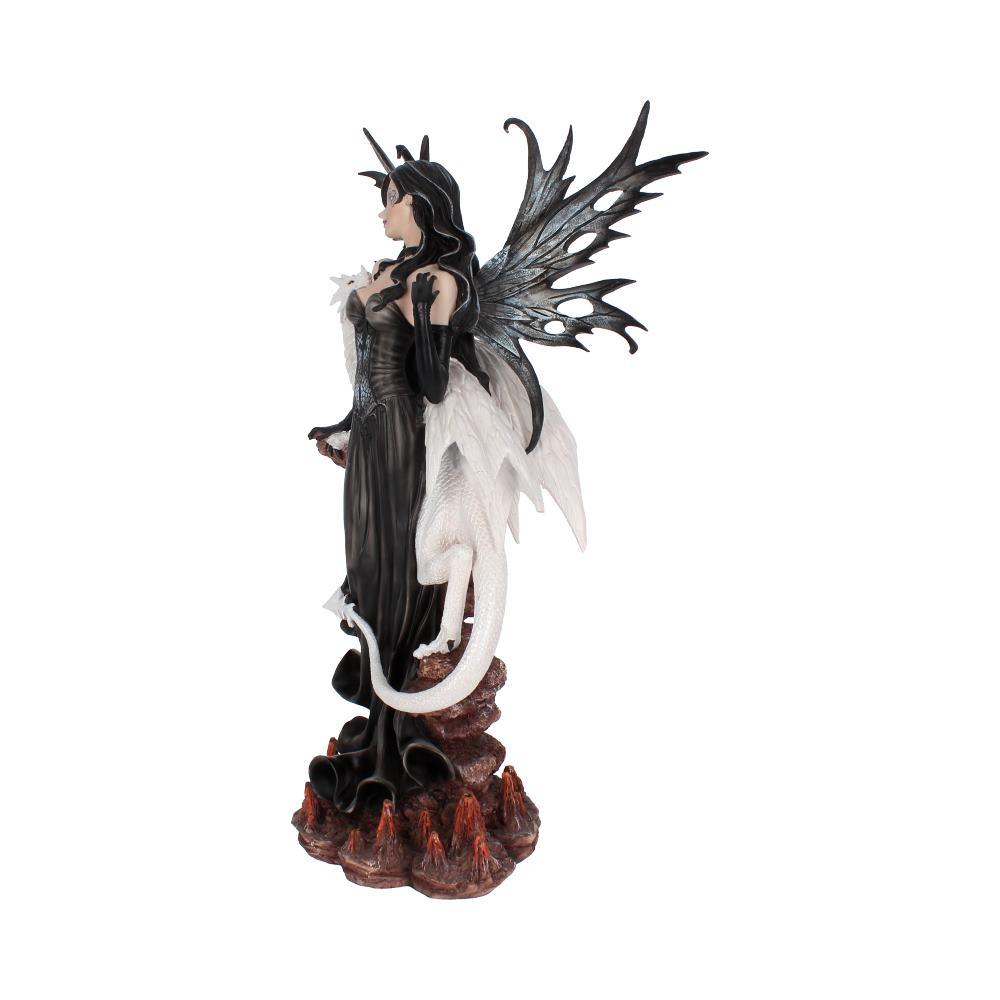 Isabelle Dark Fairy and White Dragon Large Statue Figurine | Gothic Gifts