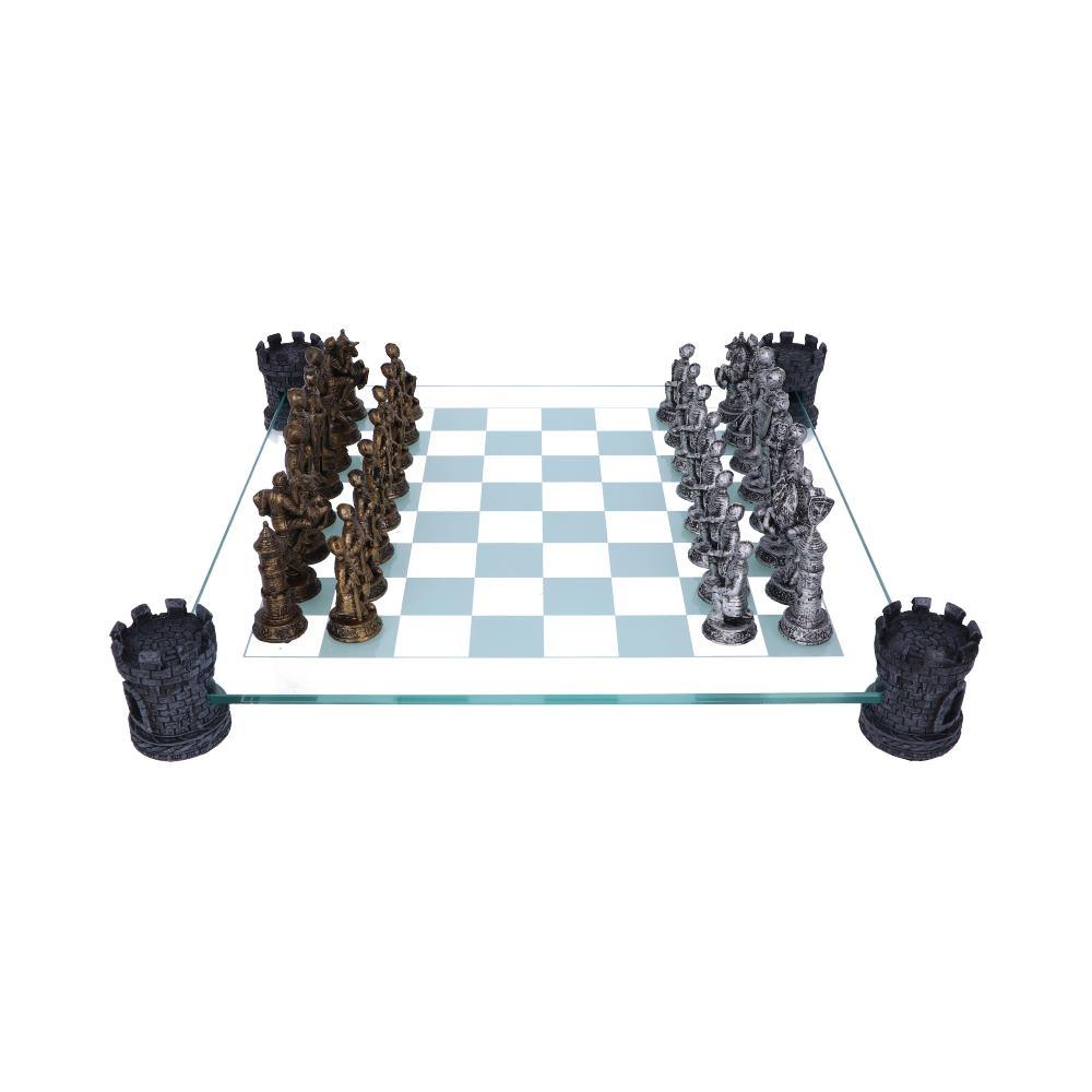 Raised Medieval Knight Chess Set With Corner Towers 43cm | Gothic Gifts