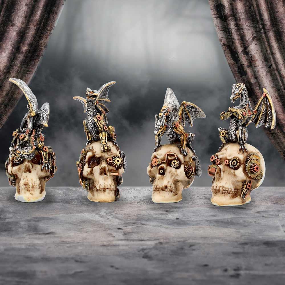Mind Machines Steampunk Dragons & Skulls 10.5cm (Set of 4) | Gothic Gifts