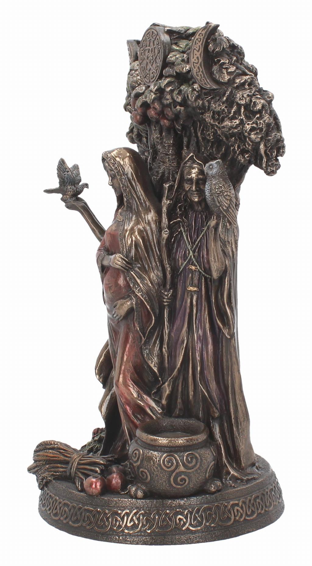 Bronzed Maiden, Mother, Crone Triple Moon Figurine | Gothic Gifts