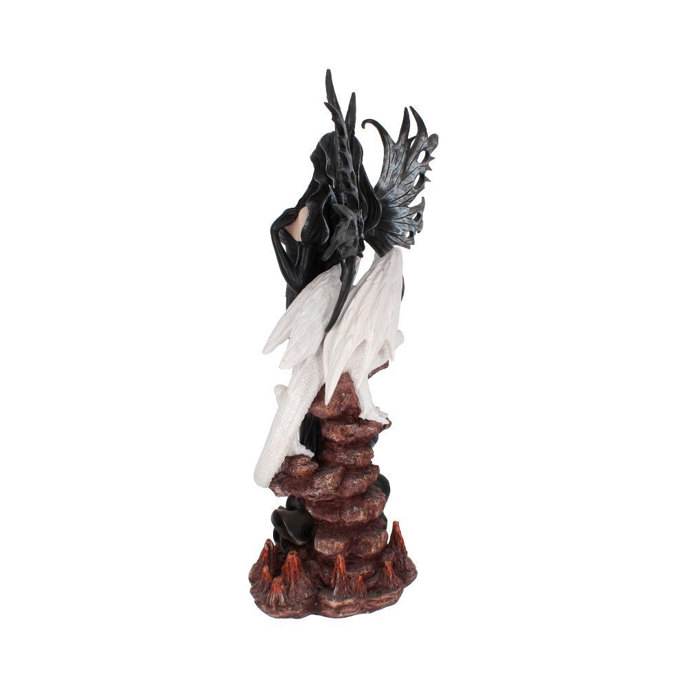 Isabelle Dark Fairy and White Dragon Large Statue Figurine | Gothic Gifts