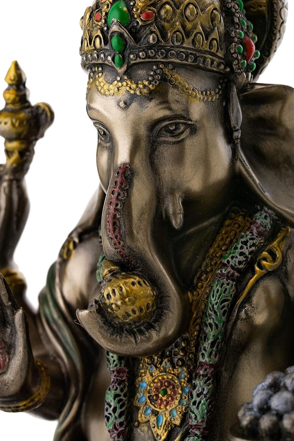 Ganesha Sitting On Lotus Bronze Figurine 18cm | Bronze Gifts