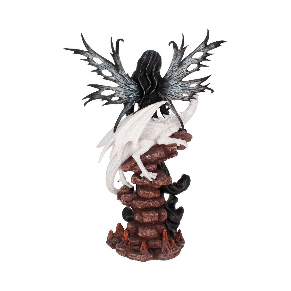 Isabelle Dark Fairy and White Dragon Large Statue Figurine | Gothic Gifts