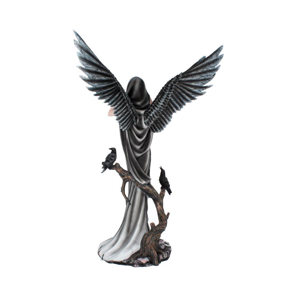 Sorrel Large Dark Angel Fairy and Raven Statue | Gothic Gifts