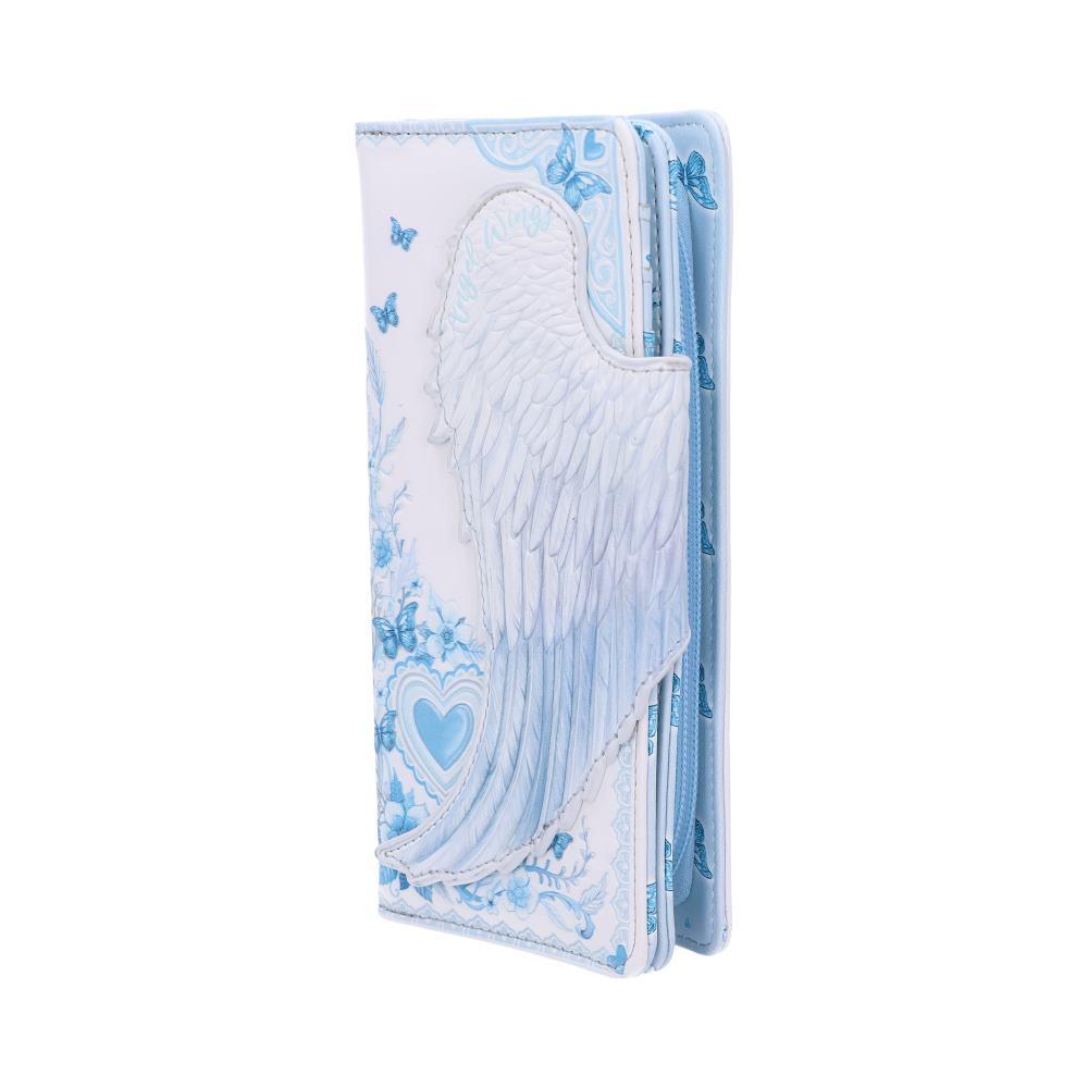 White Angel Wings Embossed Purse 18.5cm | Gothic Gifts