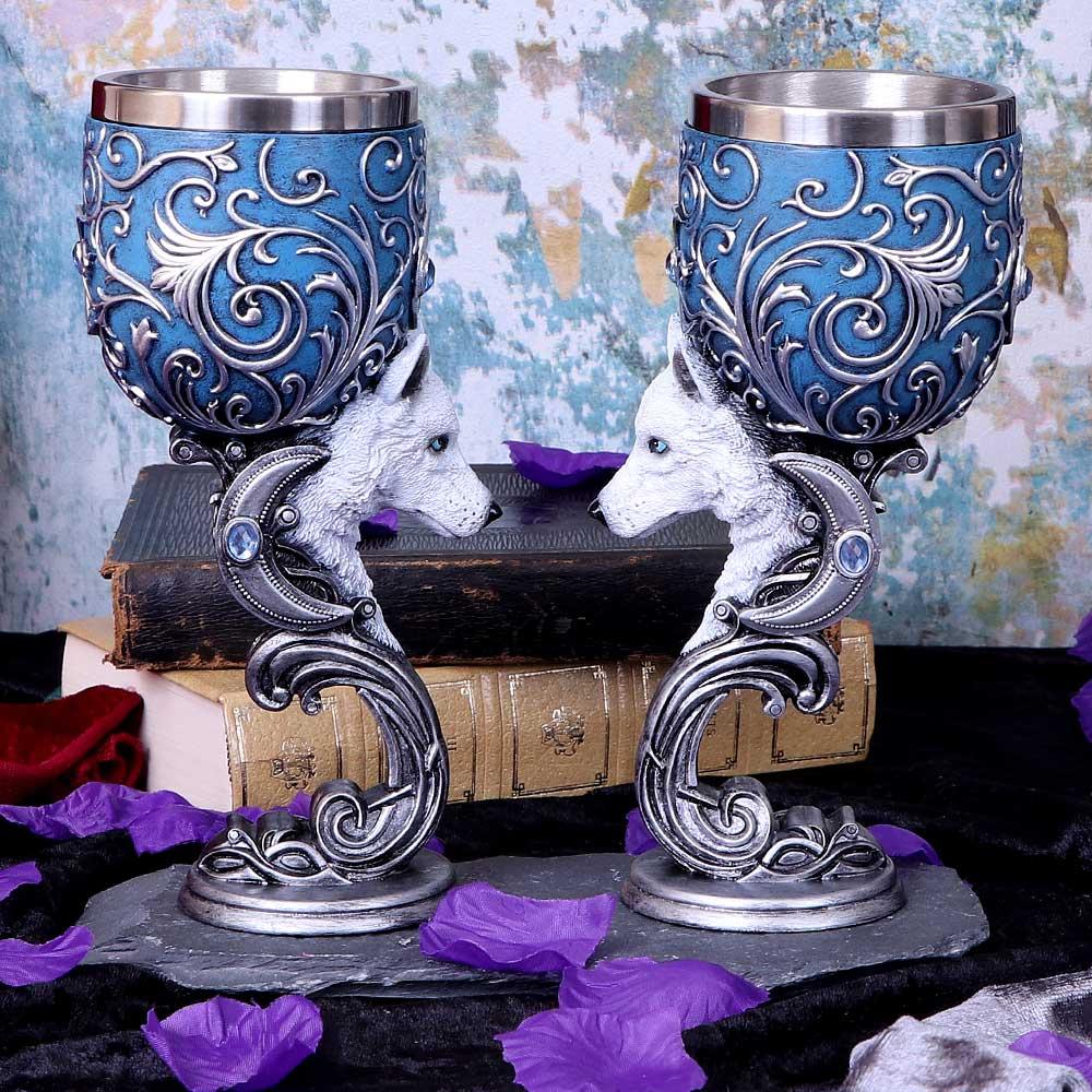 Wild at Heart Twin Wolf Heart Set of Two Goblets | Gothic Gifts