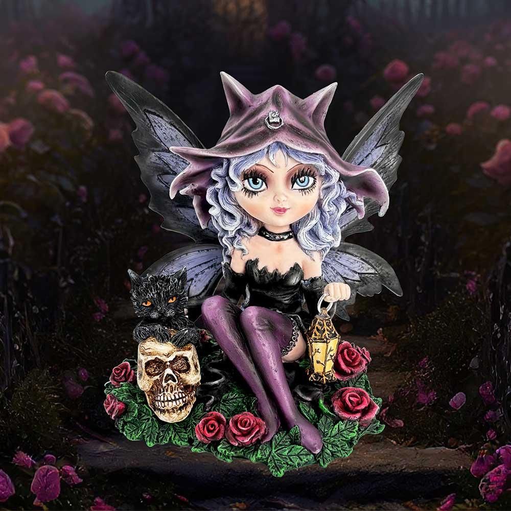 Midnight Fae Gothic Fairy with Cat Figurine | Gothic Gifts