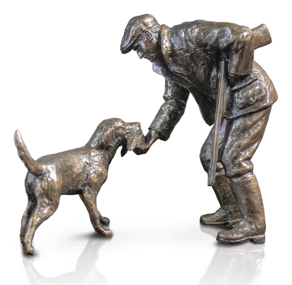 Safe Retrieve (1219) Hunter with Dog Bronze Sculpture by Michael ...