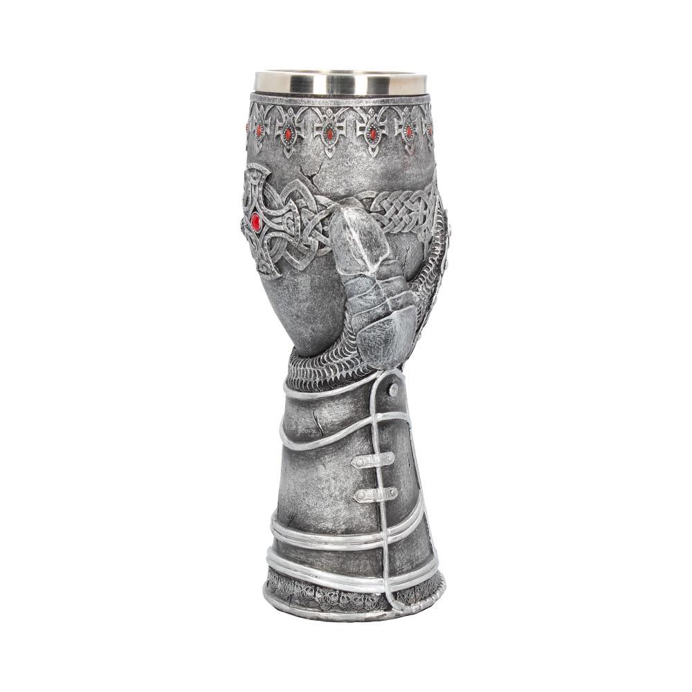Medieval Knight Gauntlet Wine Goblet Hand Painted | Gothic Gifts