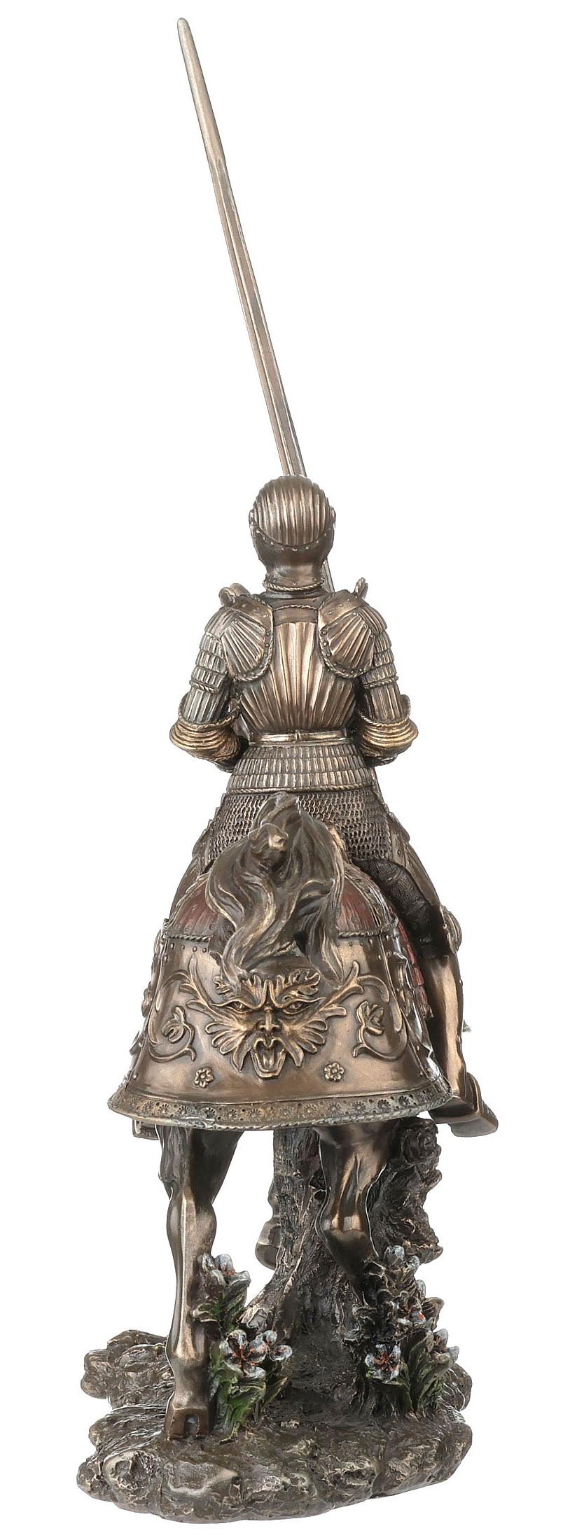 Medieval Armored Knight And Horse With Jousting Lance Bronze Figurine ...