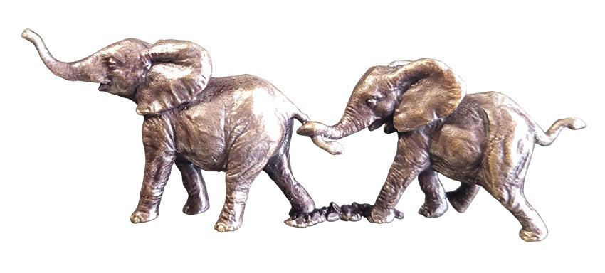 Bronze Elephant Pair Bronze Miniature Sculpture Butler and Peach ...