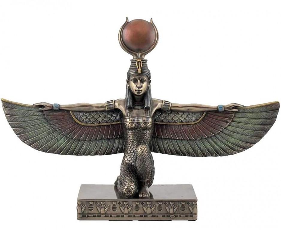 Egyptian Winged Isis Kneeling Figurine | Bronze Gifts
