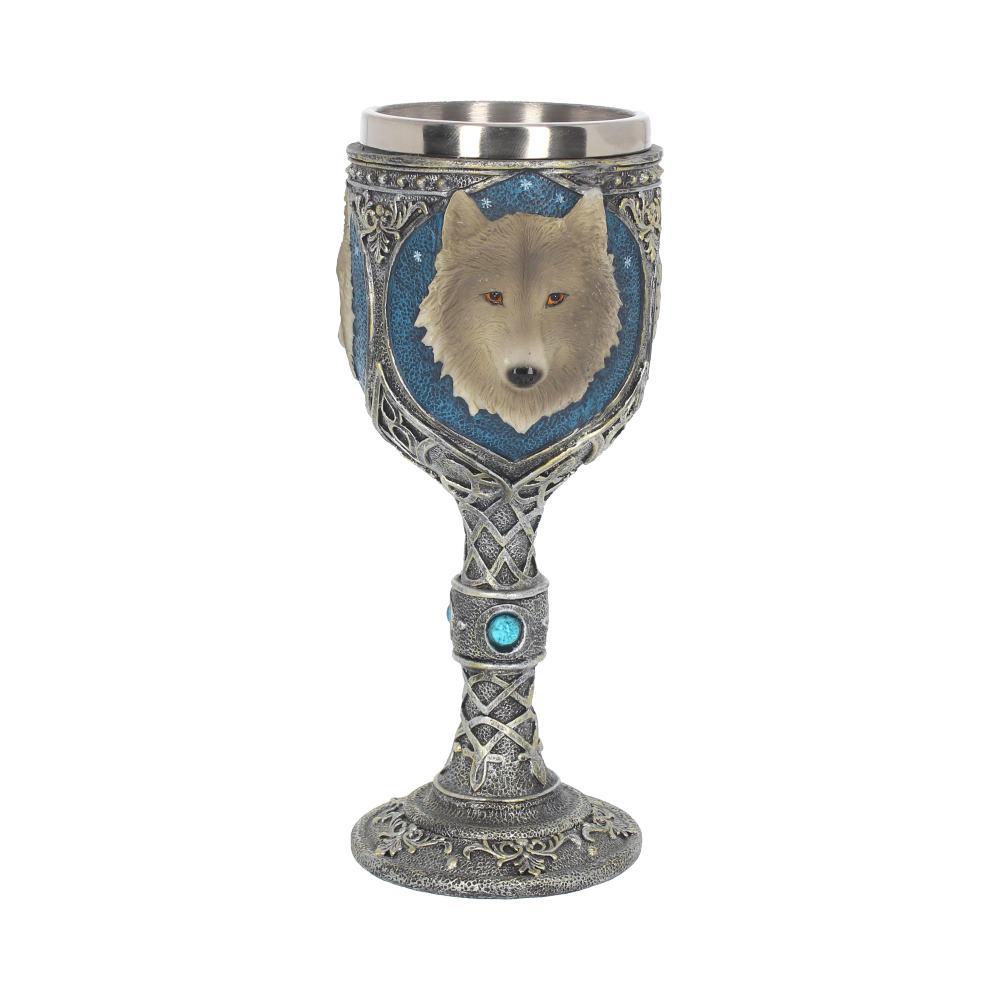 Lone Wolf Grey Animal Goblet 19.5cm | Gothic Gifts
