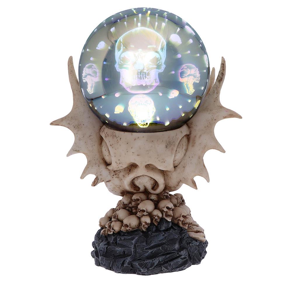 Skeletal Realm Dragon Skull and Light Up Orb Figurine | Gothic Gifts
