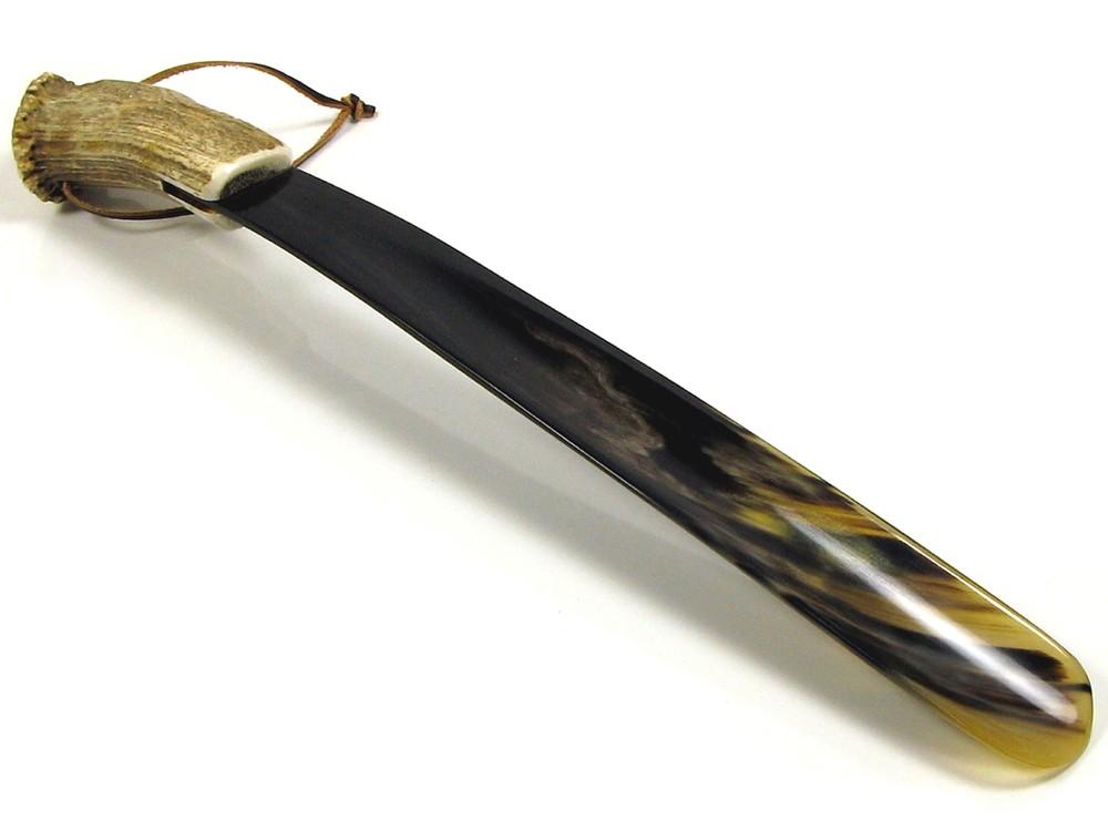 Horn Shoehorn with Stag Antler Crown Handle (16") by Abbeyhorn | A ...