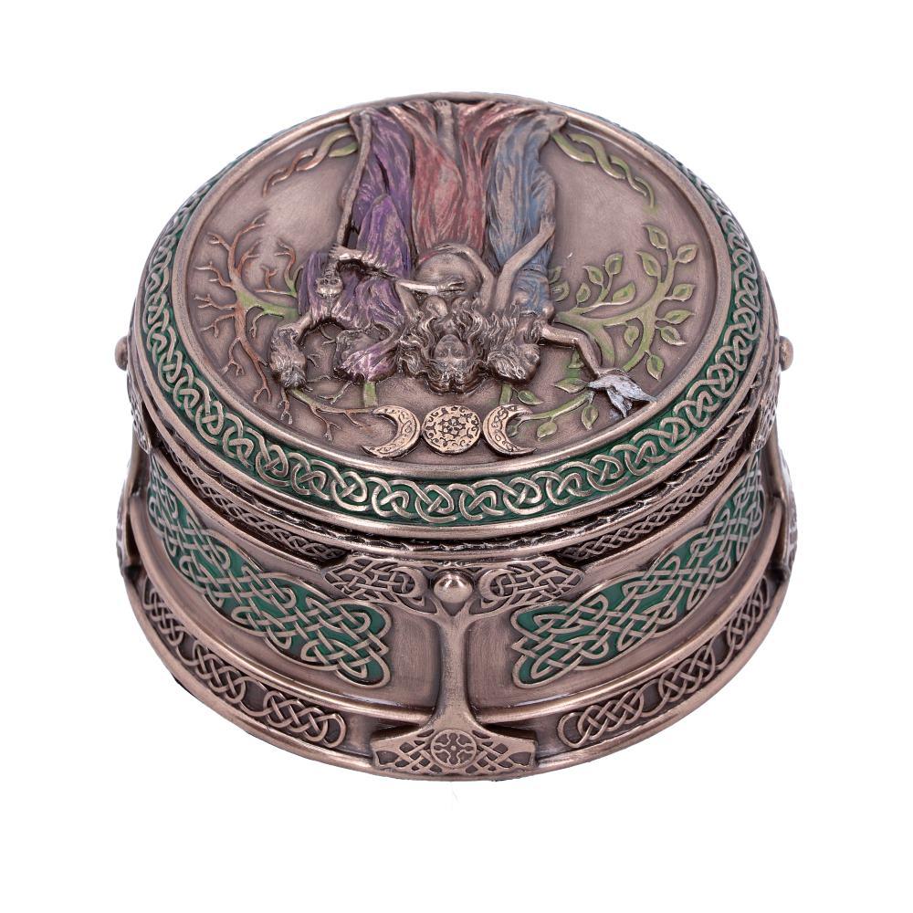 Bronze Maiden Mother Crone Triple Moon Pagan Trinket Box | Gothic Gifts