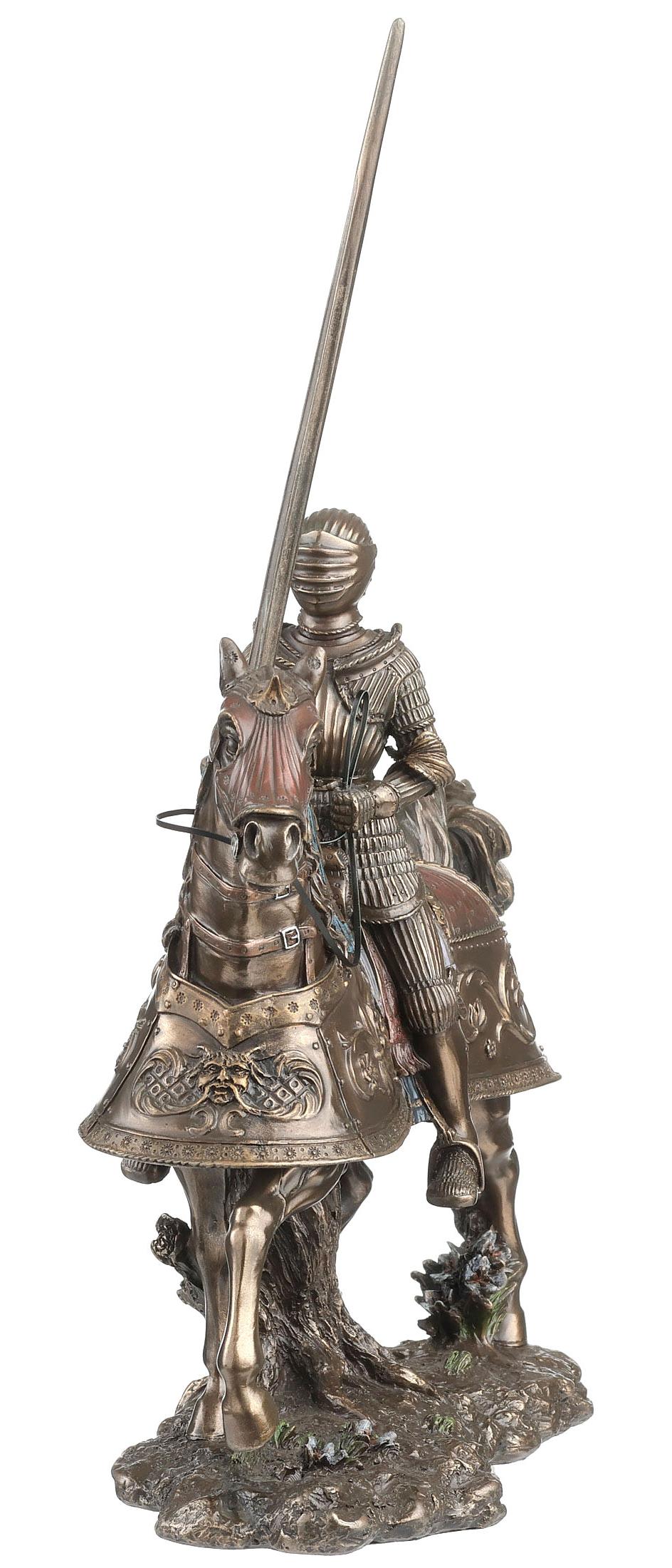 Medieval Armored Knight And Horse With Jousting Lance Bronze Figurine ...