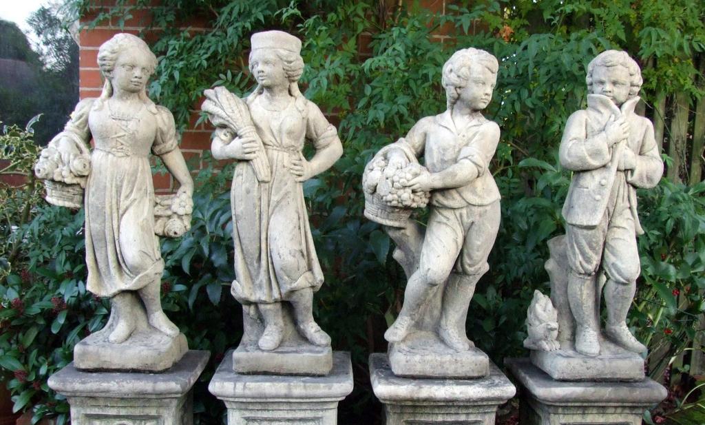 Set of 4 Traditional Seasons Stone Statues | Garden Statue Shop