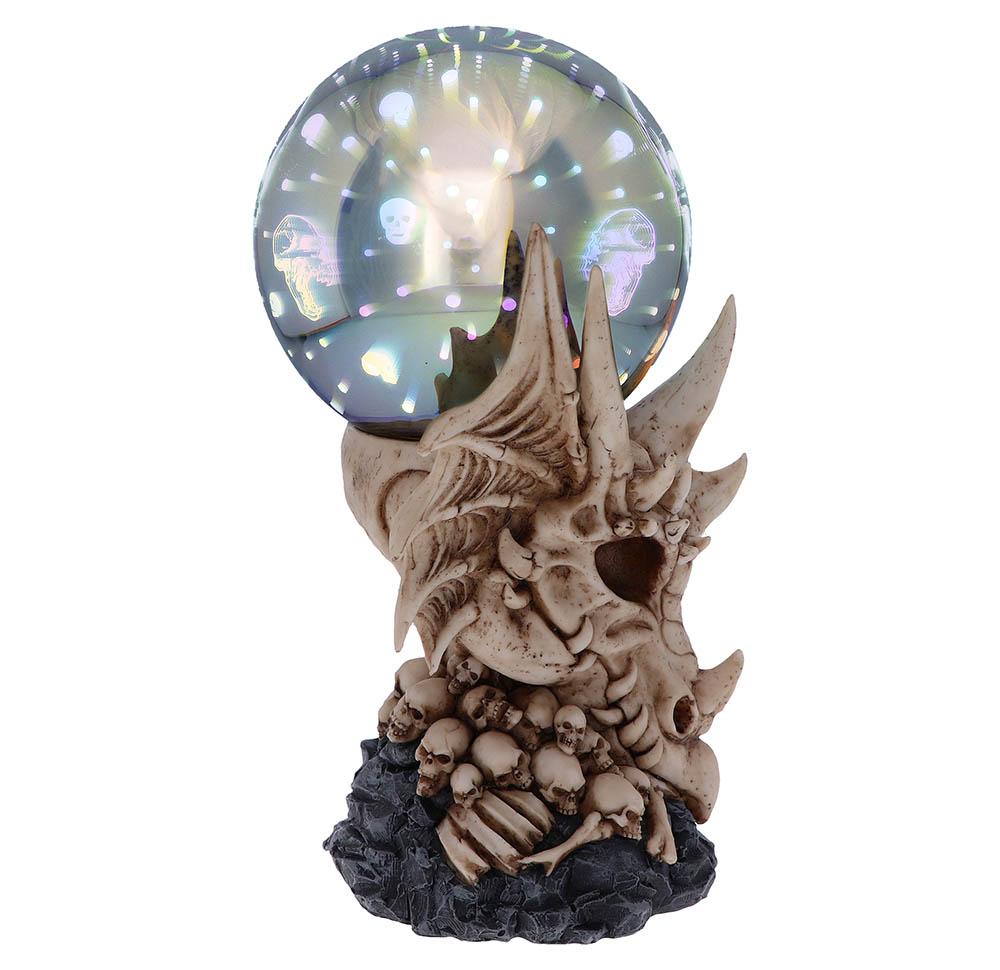 Skeletal Realm Dragon Skull and Light Up Orb Figurine | Gothic Gifts