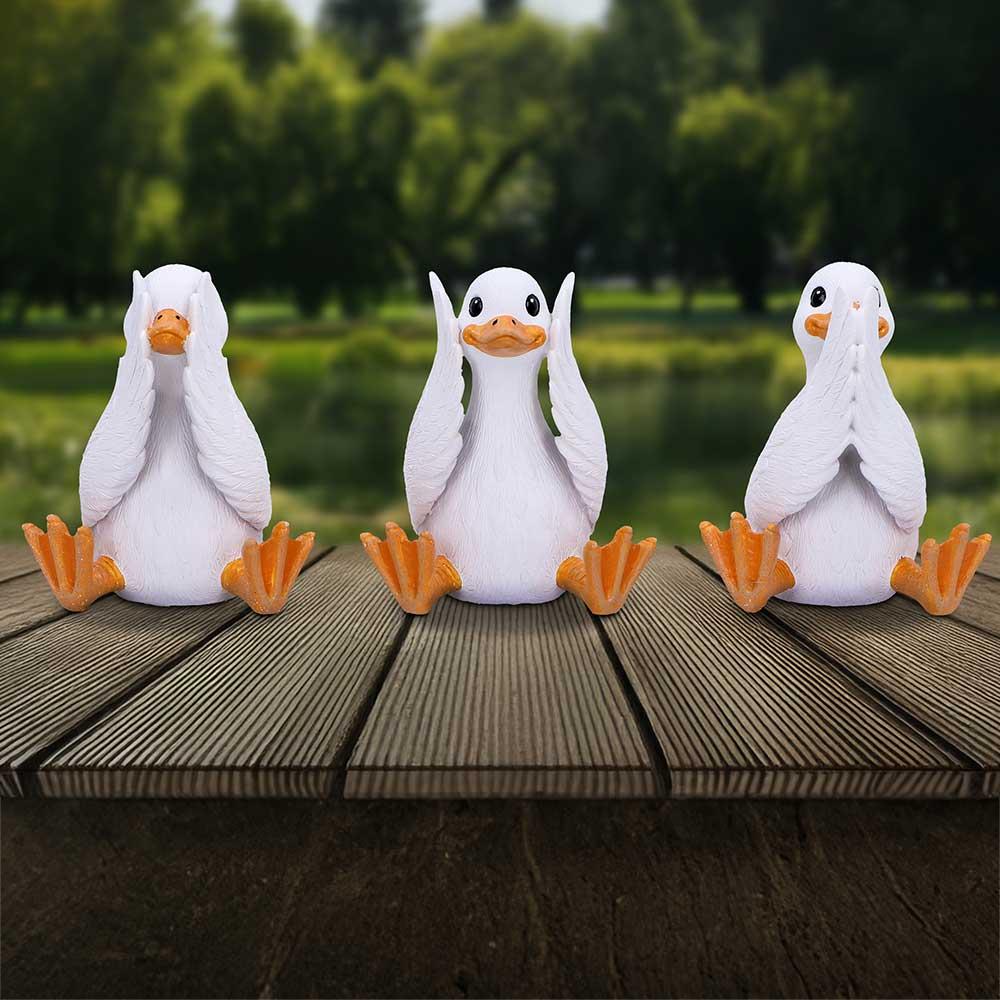 Three Wise Goofy Geese Figurines in See no, Hear no, Speak no evil ...