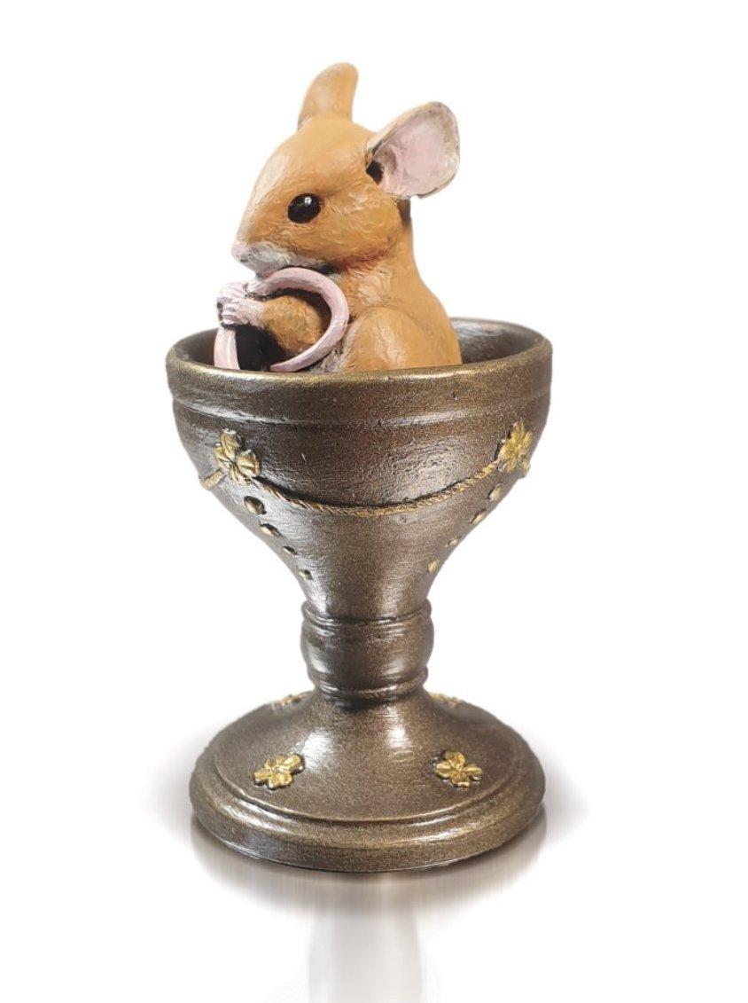 Mouse in Egg Cup Bronze Figurine Michael Simpson | Bronze Gifts