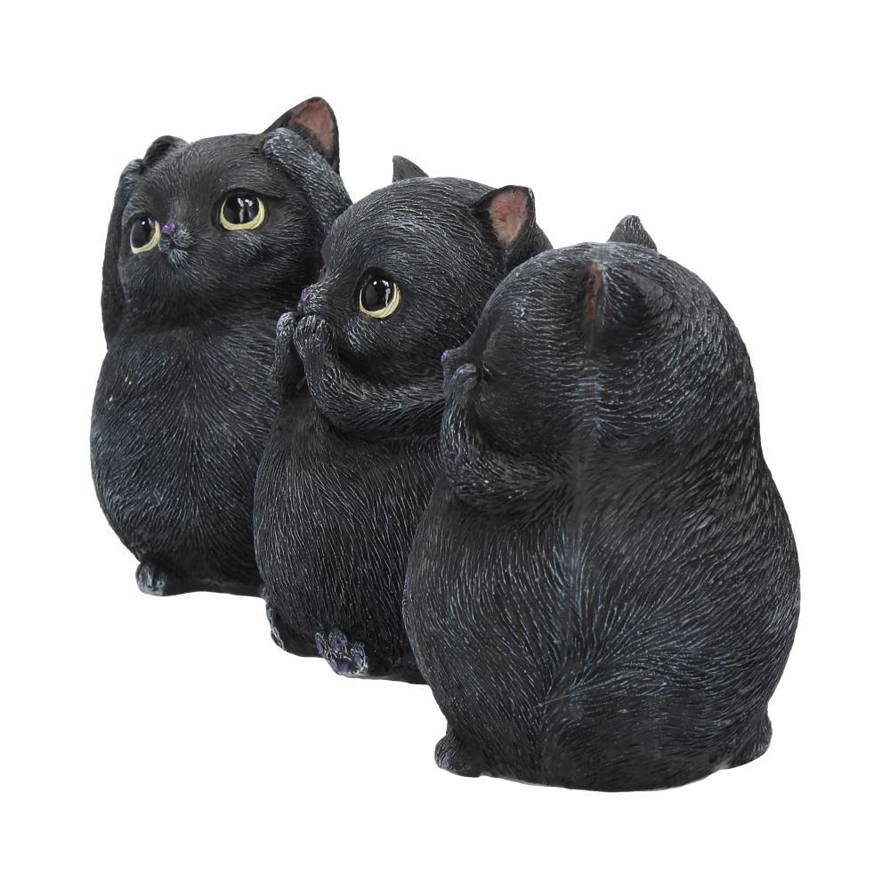 Three Wise Fat Cat Figurines 8.5cm - 3 Wise Cute Cats | Gothic Gifts