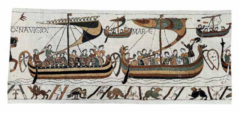 Bayeux Tapestry Navigio Scene - Medieval Boats Woven Wall Hanging | The ...