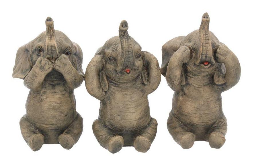 Three Wise Elephants Figurines Animal Ornaments | Gothic Gifts