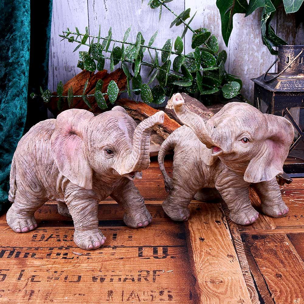 Trunk to Trunk Elephant Calves Figurine | Gothic Gifts