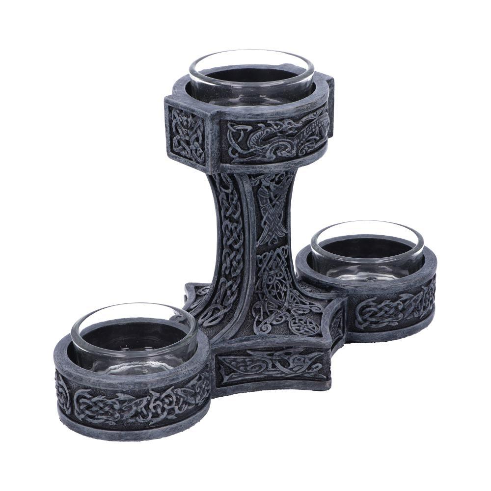 Thor's Hammer Tea Light Holder 18.5cm | Gothic Gifts