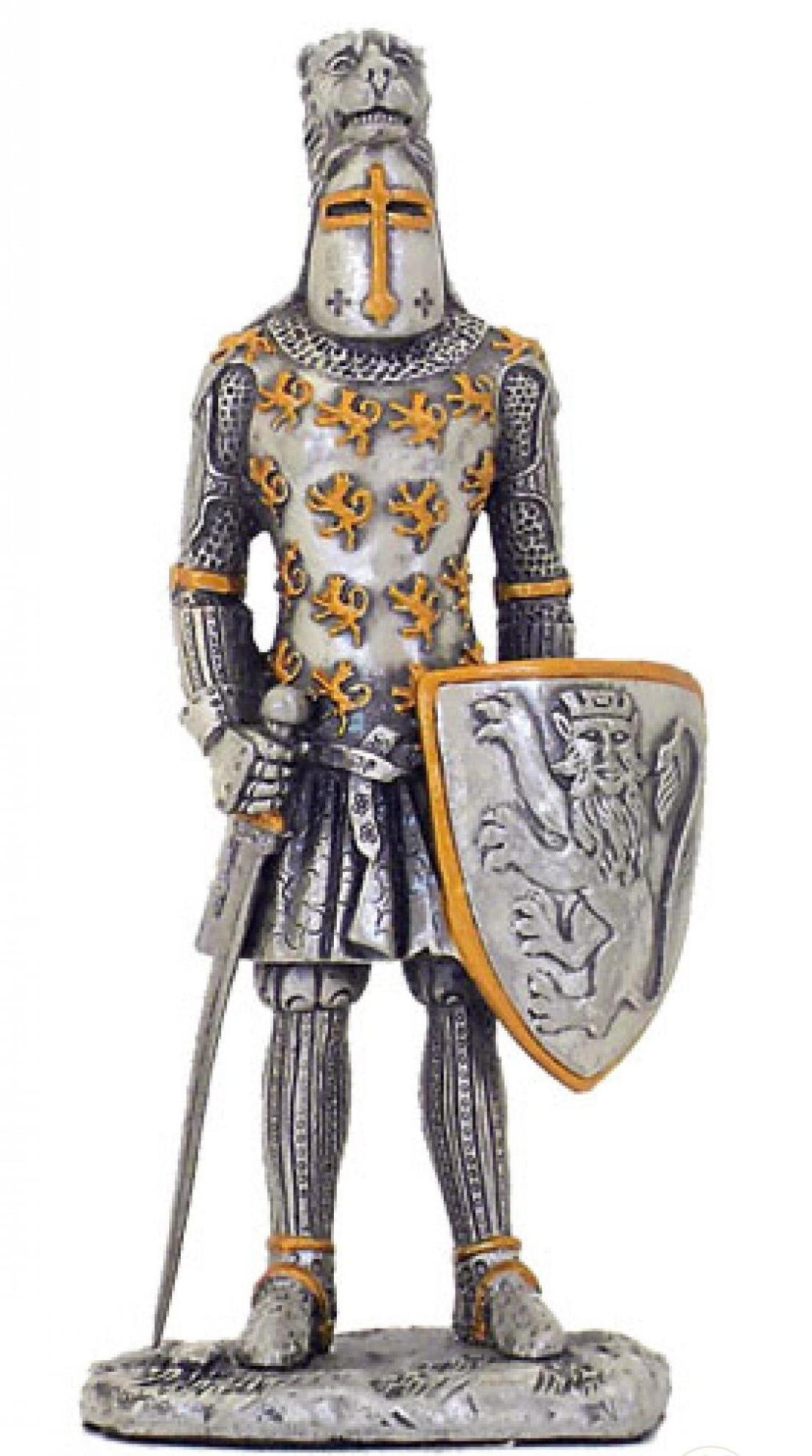 Knight with Lion Helm Pewter Figurine | Bronze Gifts