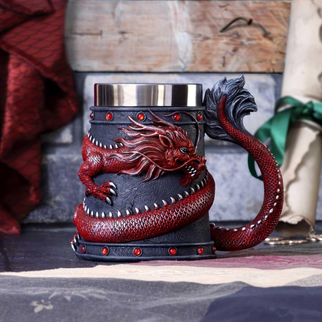 Dragon Coil Tankard Red 16cm | Gothic Gifts