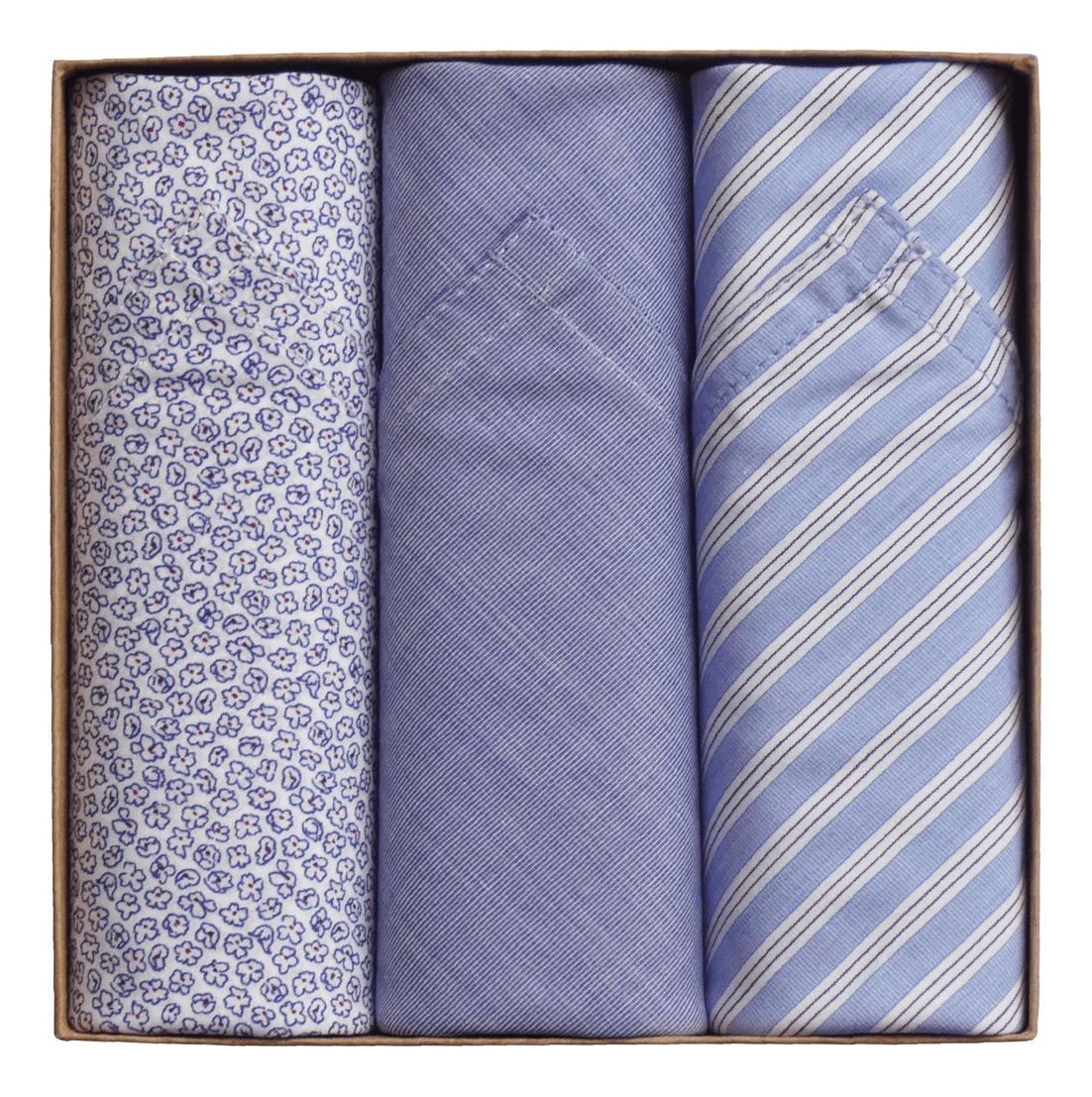 Floral Blue Design Handkerchiefs - Set of 3 | A Gentleman's Bits