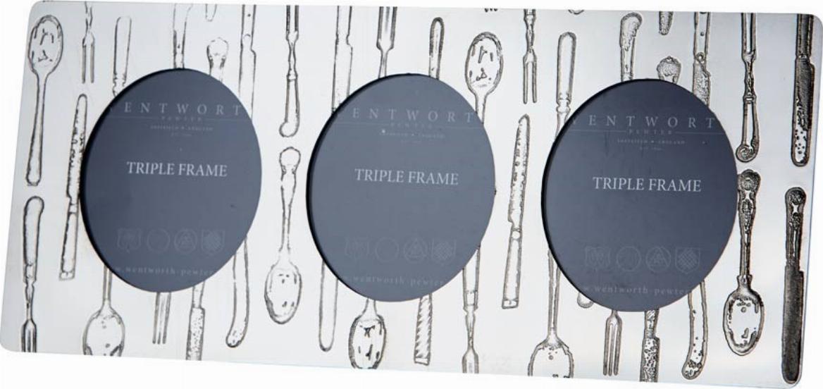 Triple knife fork spoon pewter frame (Wentworth Pewter) | Bronze Gifts