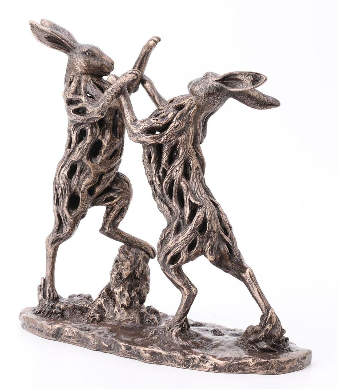 Boxing Hares Contemporary Bronze Figurine | Bronze Gifts