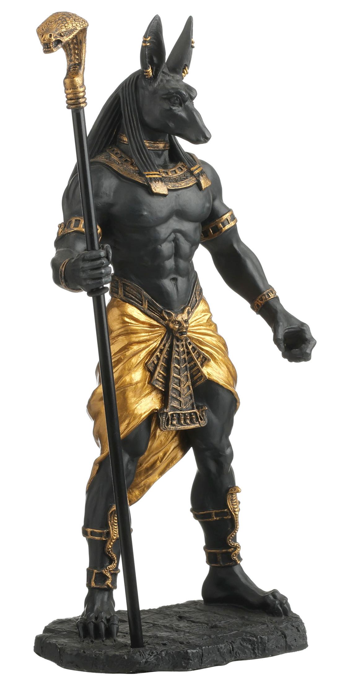 Anubis Holding Cobra Head Sceptre Figurine | Bronze Gifts