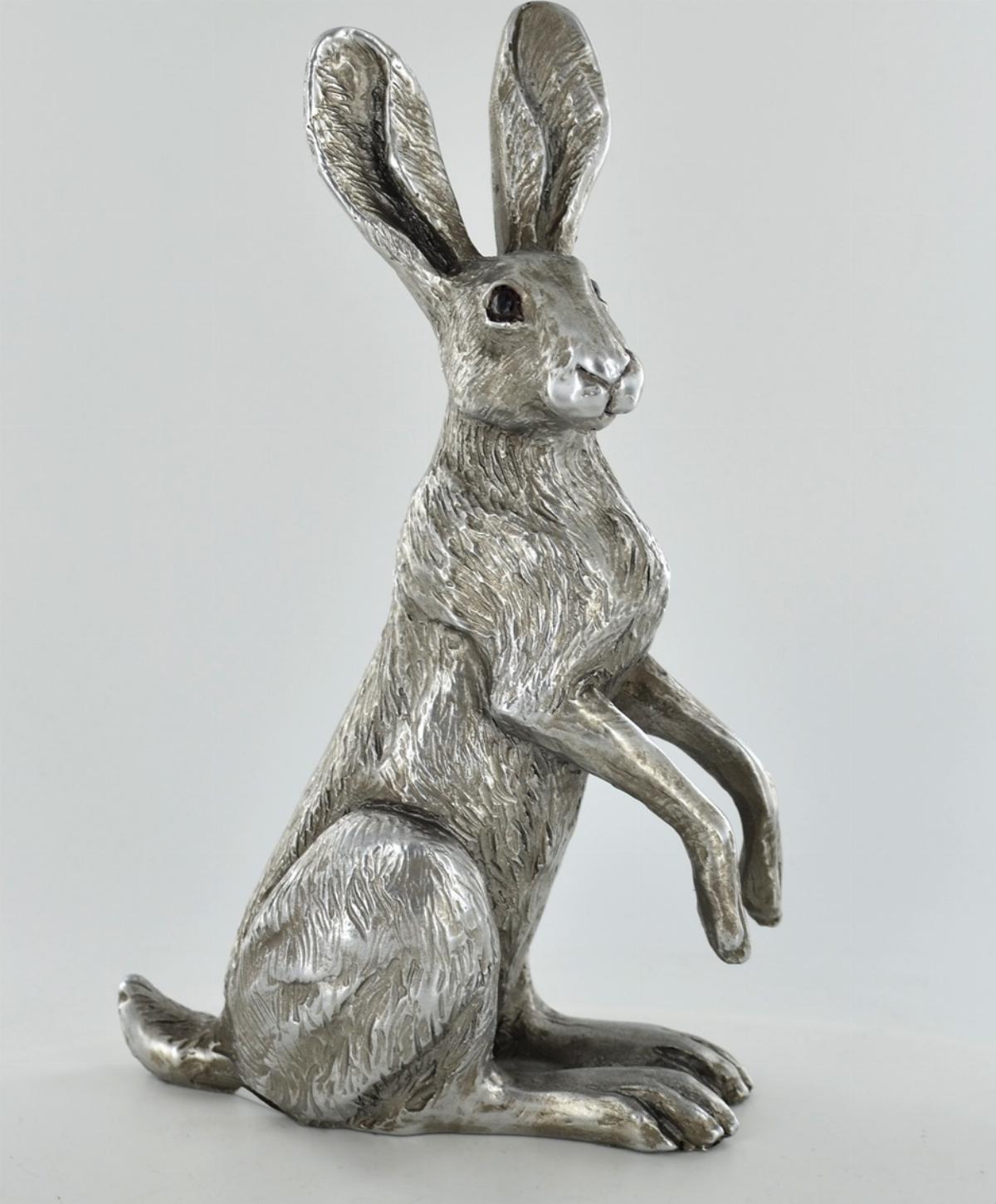 Poppy Hare Antique Silver Sculpture (Harriet Glen) | Gothic Gifts