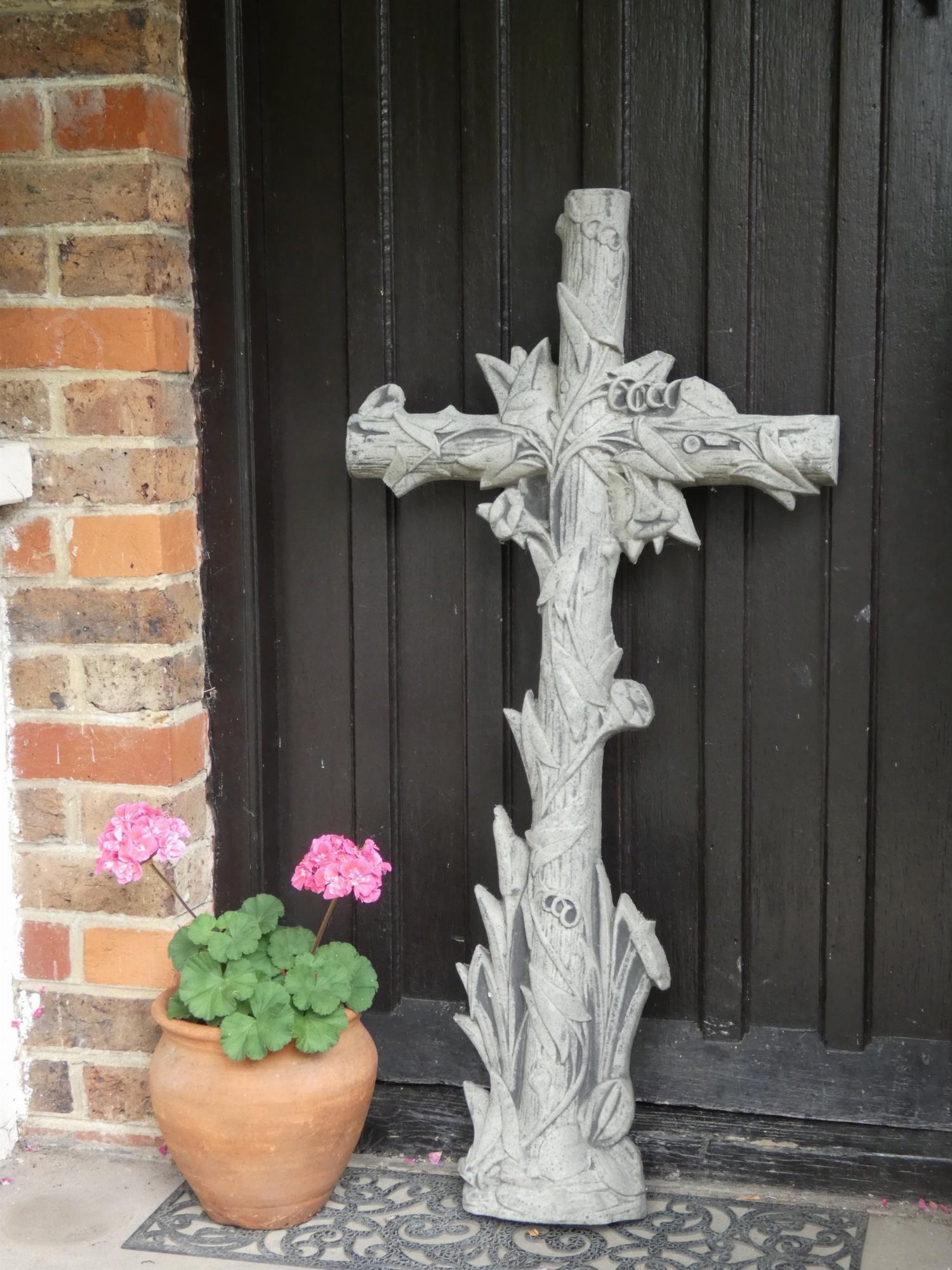 Ornate Cross Stone Sculpture | Garden Statue Shop