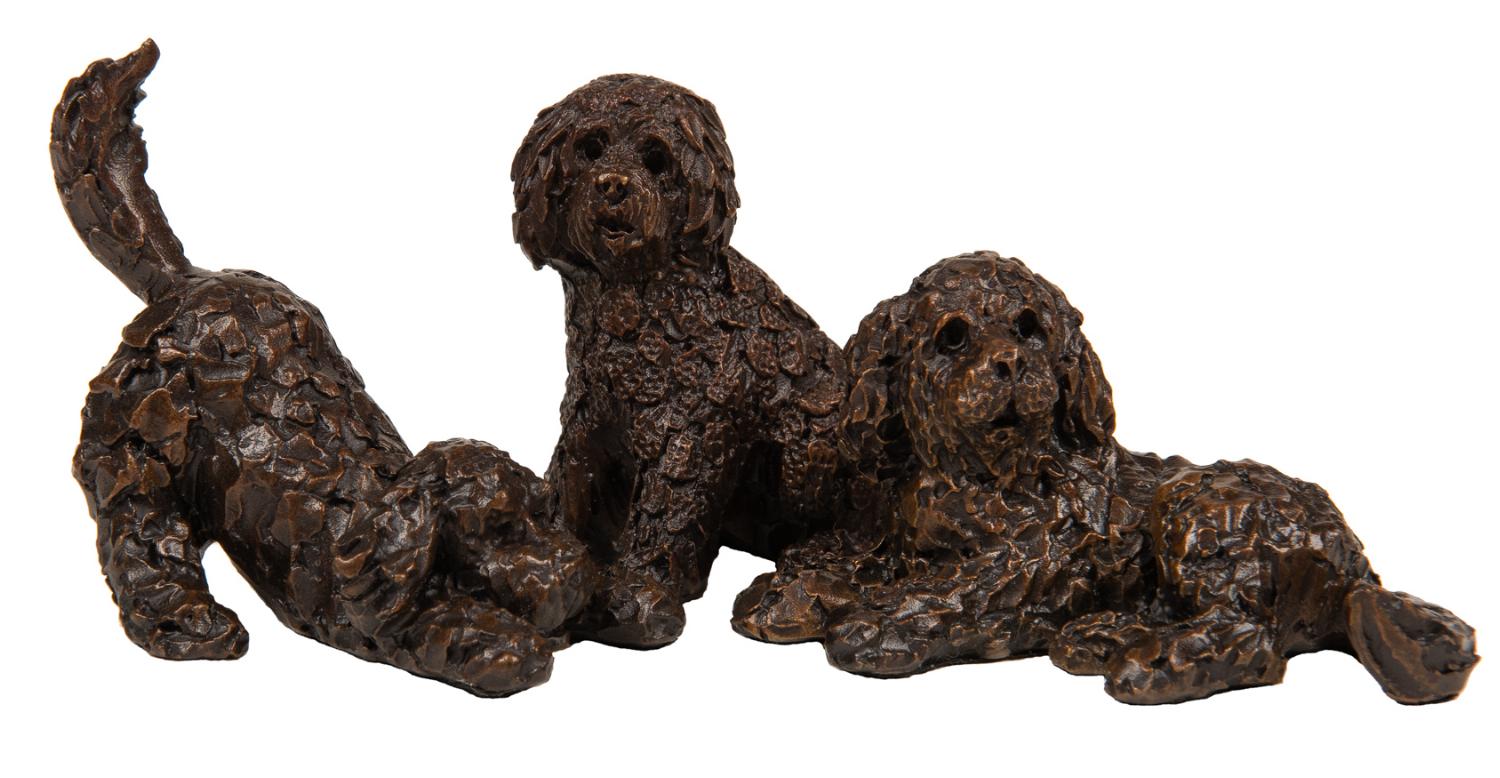 Labradoodle Sitting - Solid Bronze Small Sculpture (Frith Creative ...