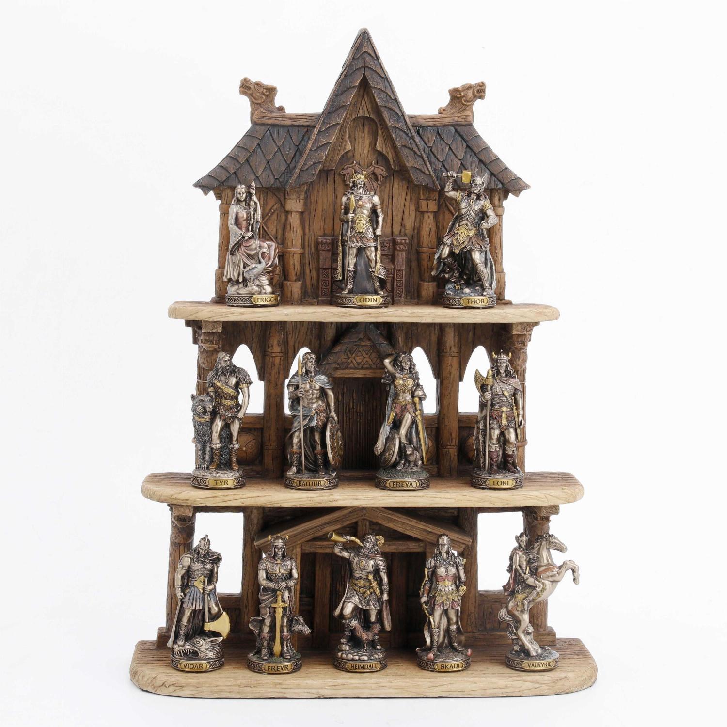 Bronze Norse Mythology Miniature Statue Set with Display Case Veronese ...