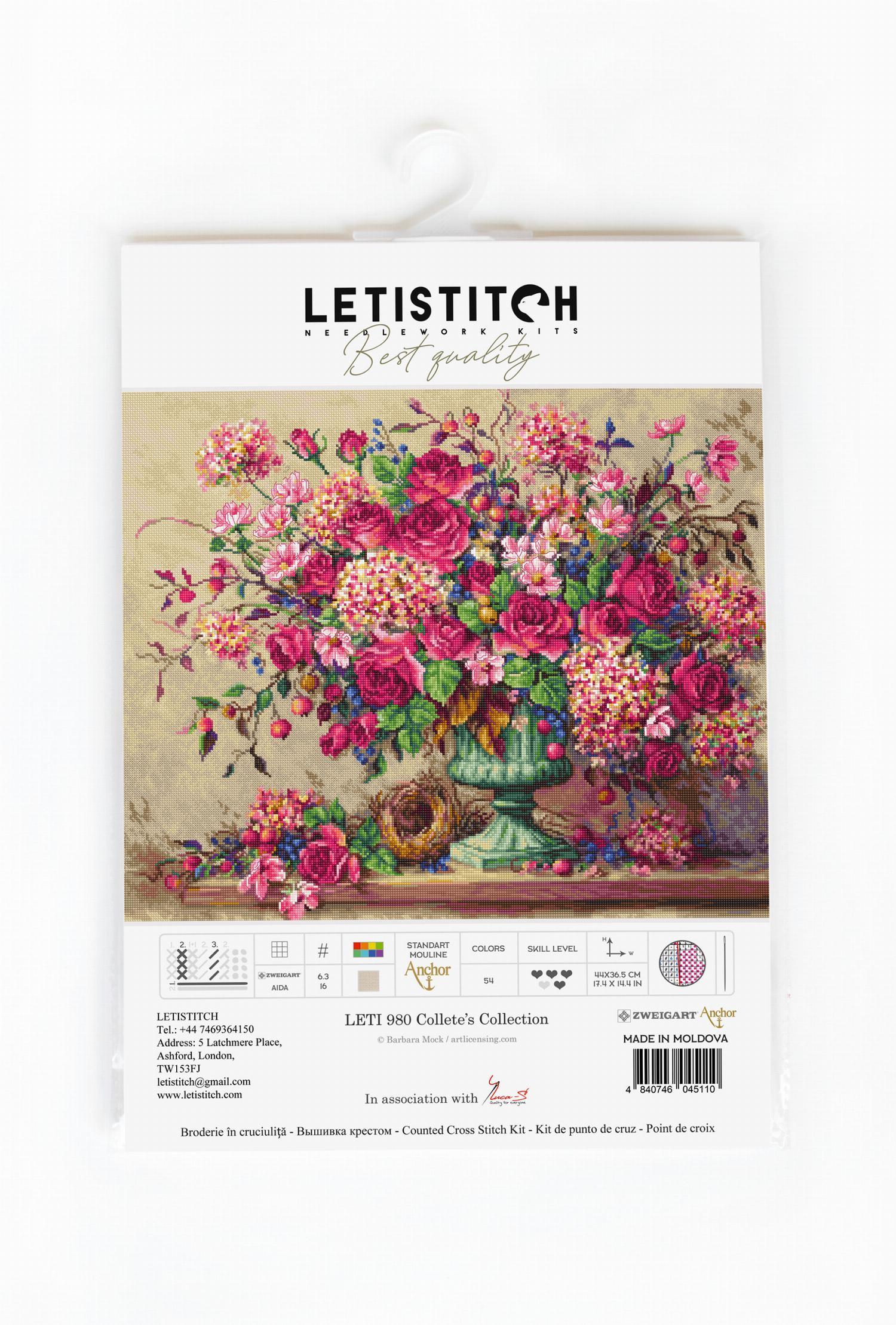Leti 980 Collete’s Collection Flowers Cross-Stitch Kit by Letistitch ...