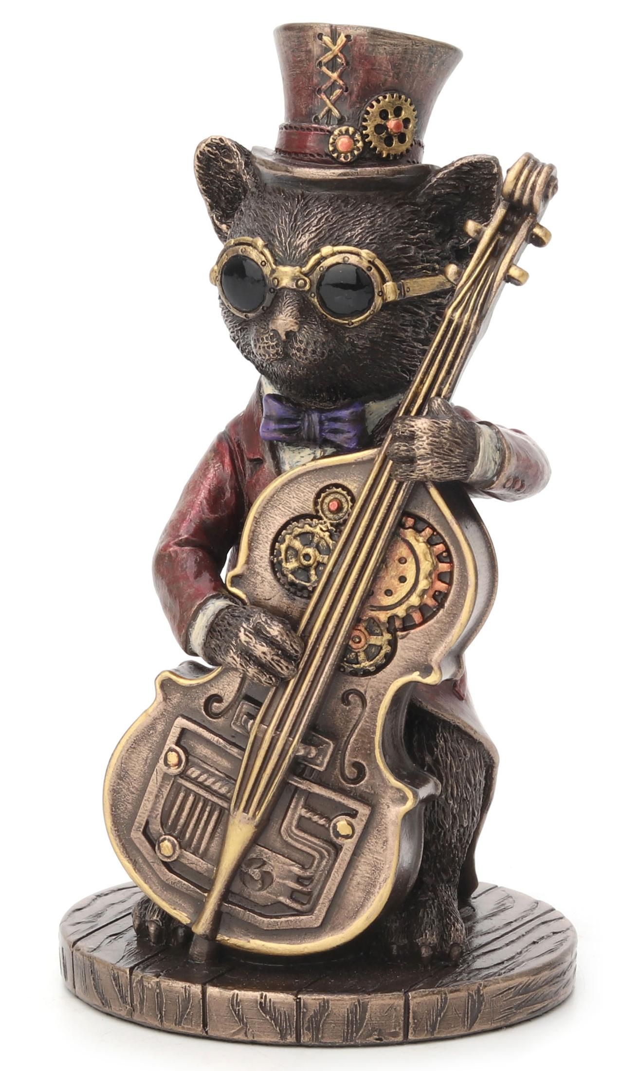 Steampunk Cat Musician Bass Performer Bronze Figurine (By Veronese ...