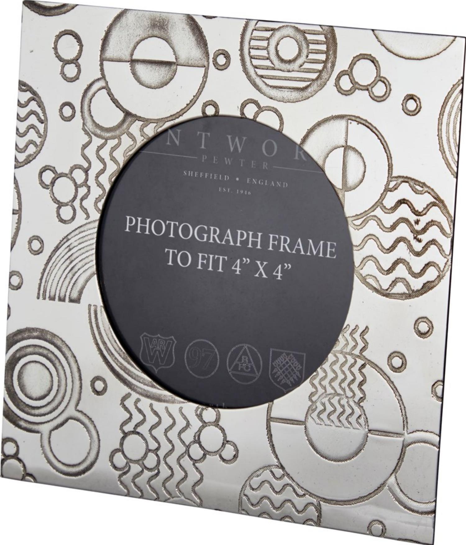 Retro Small Pewter 4"x4" Frame (Wentworth Pewter) | Bronze Gifts