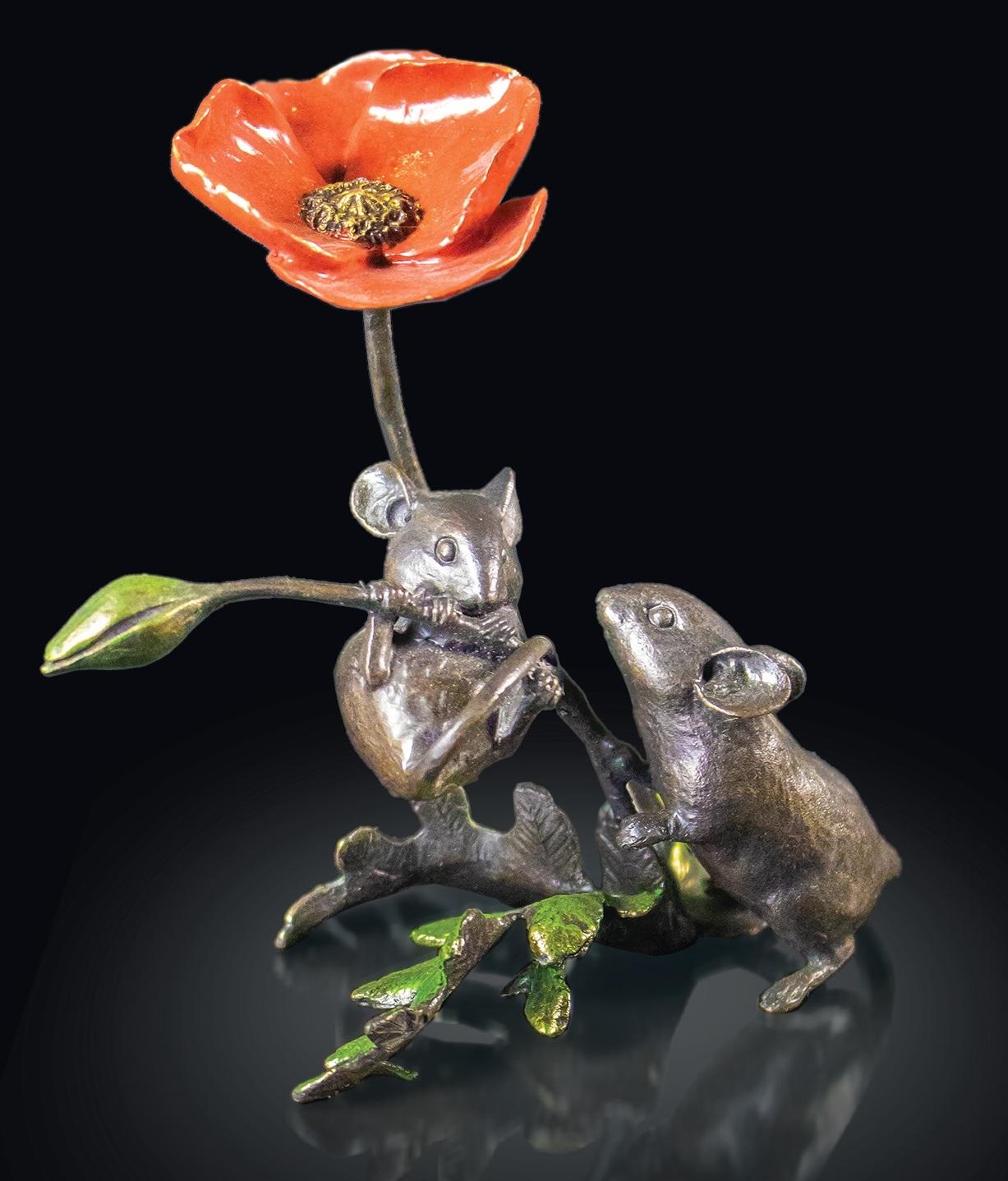 Mice with Poppy Bronze (Limited Edition) Michael Simpson | Bronze Gifts