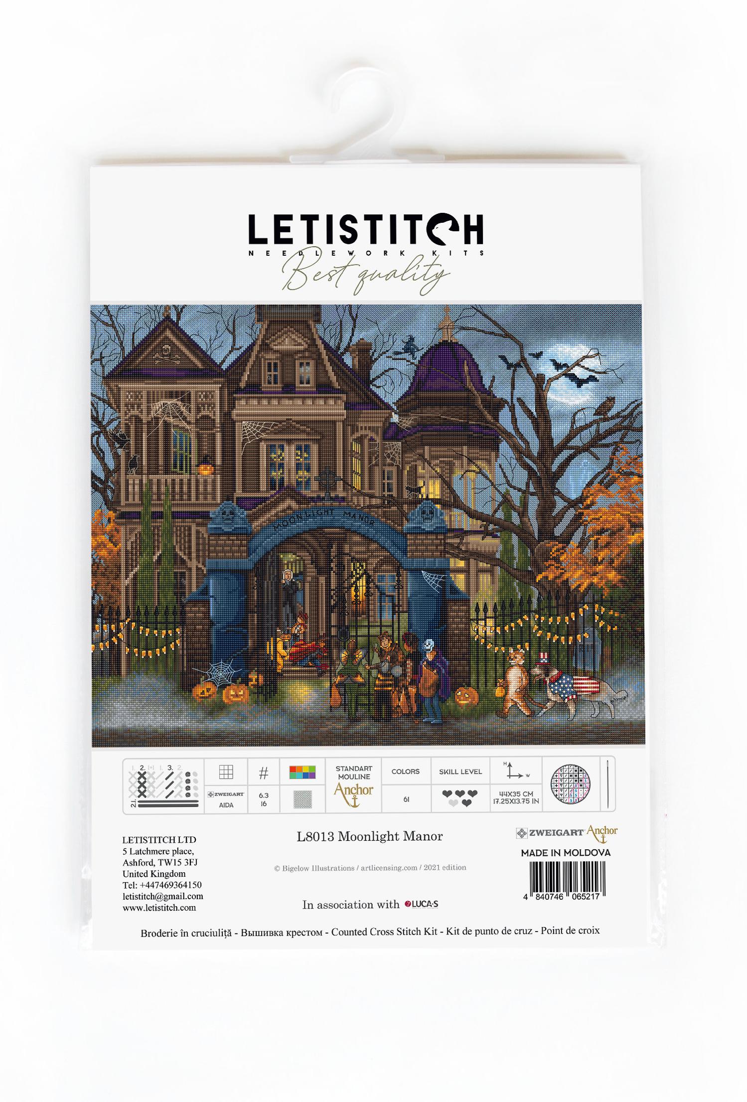 Moonlight Manor Halloween Scene - Cross-Stitch Kit by Letistitch (L8013 ...