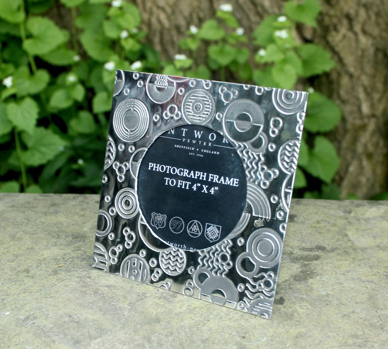 Retro Small Pewter 4"x4" Frame (Wentworth Pewter) | Bronze Gifts