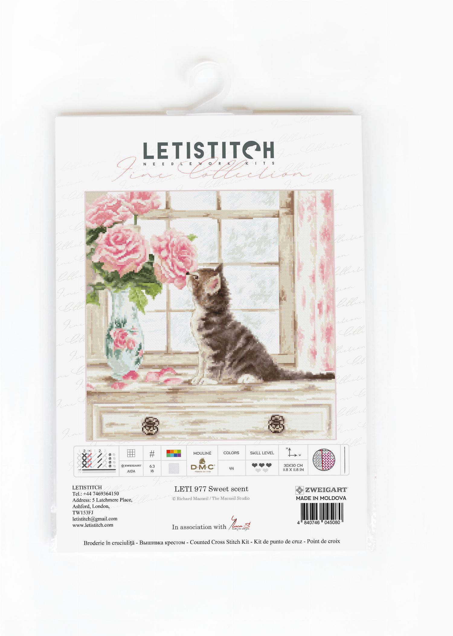 Sweet Scent - Cat Smelling Flowers - Cross-Stitch Kit by Letistitch ...